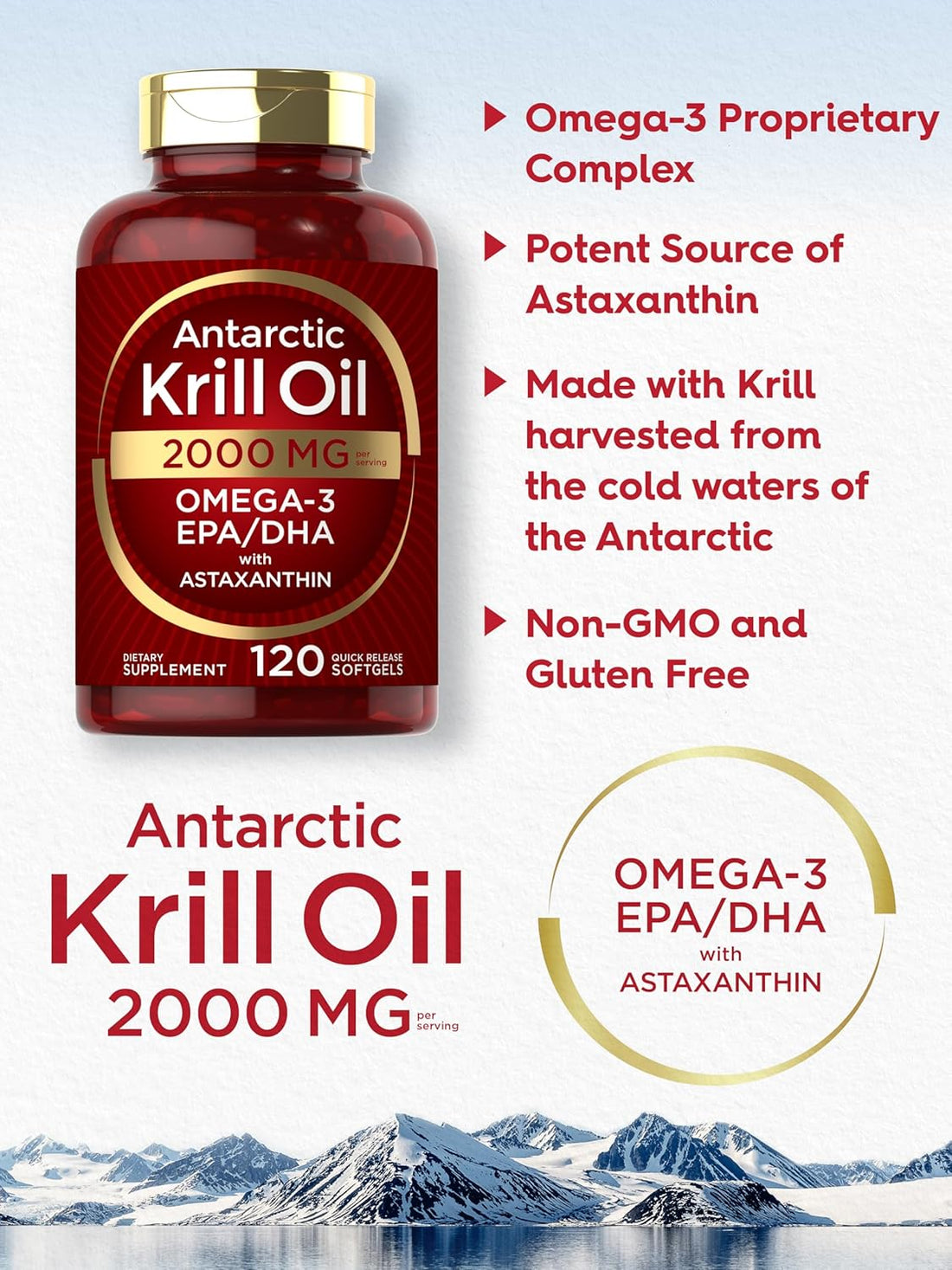 Antarctic Krill Oil 2000mg per serving | 120 Softgels