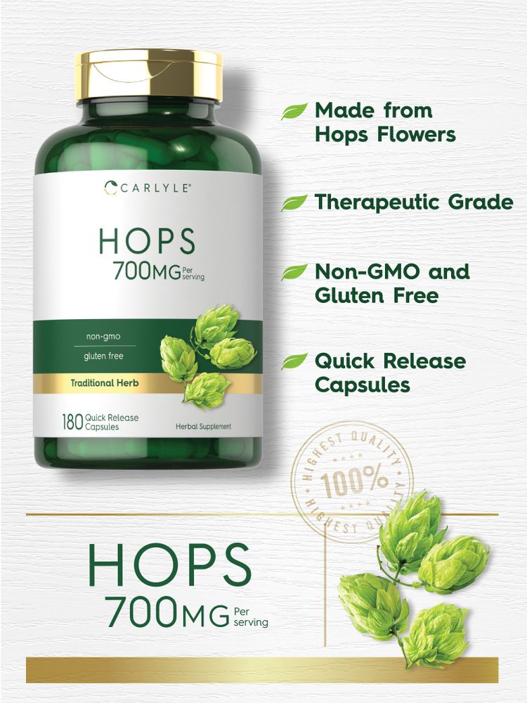 Hops 700mg per serving | 180 Capsules – Carlyle Nutritionals
